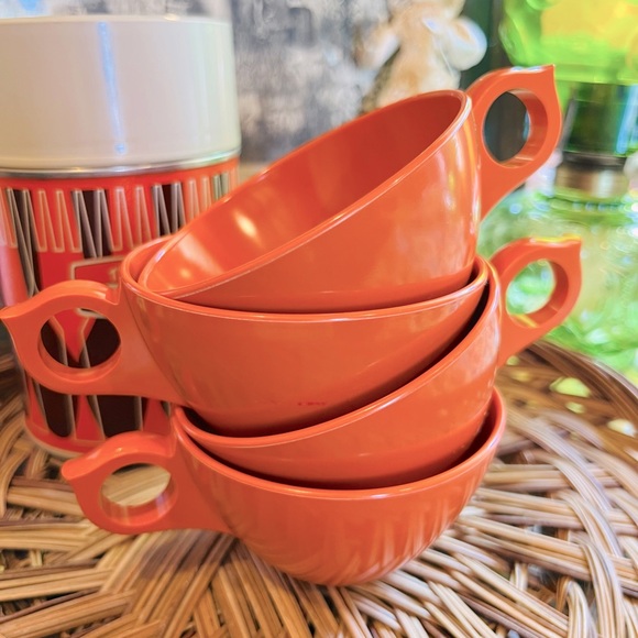 Dining | Vintage Orange Miramar Melmac Dinnerware Cups Set Of Four ...